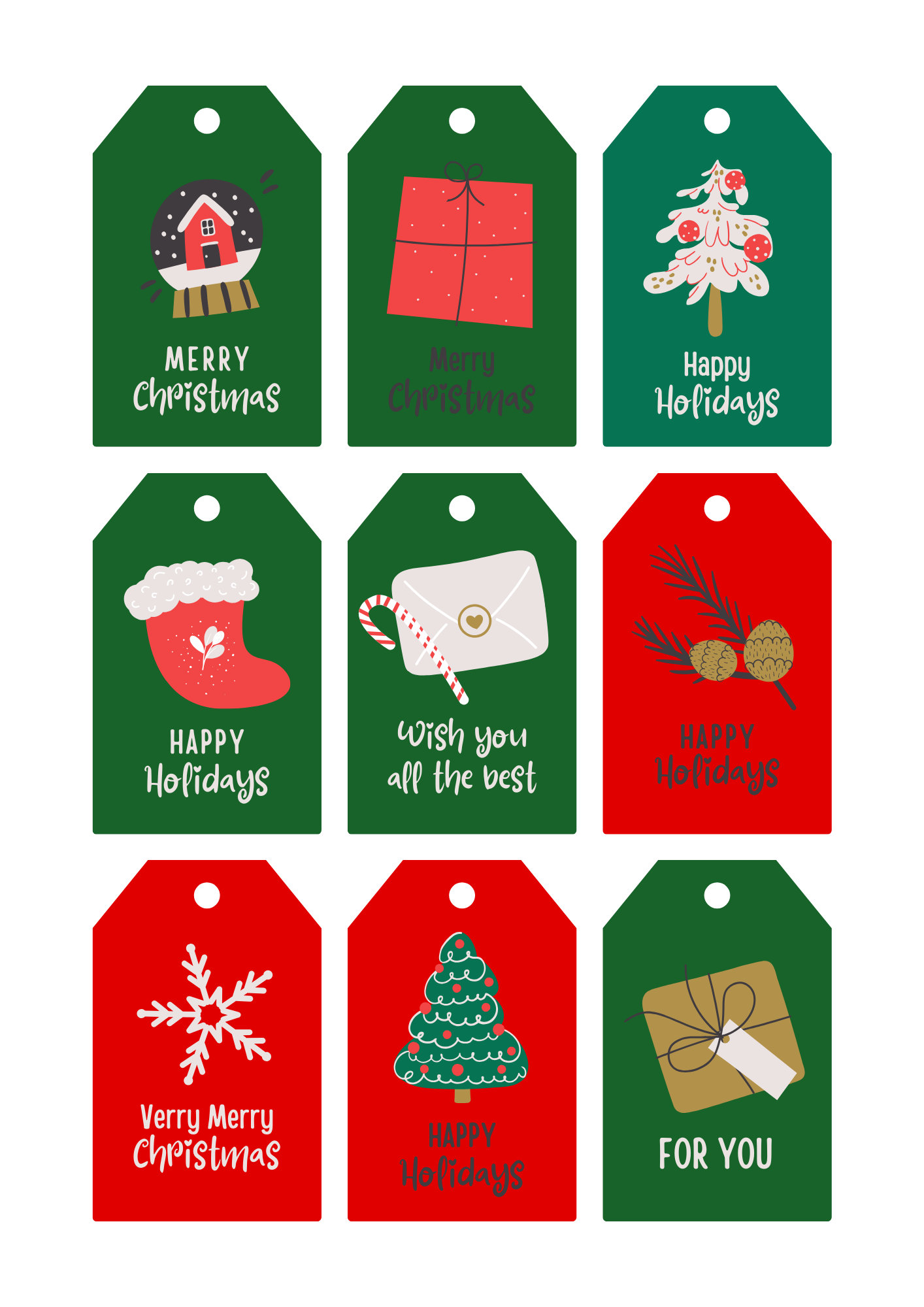 Gift Tags: Red/green Digital Download - Etsy