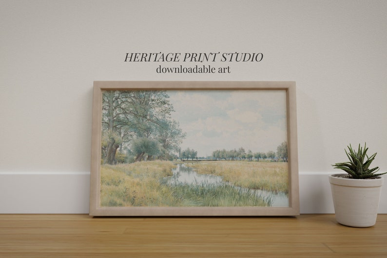 Vintage River Landscape | Vintage Print | Antique Wall Art | Digital ...