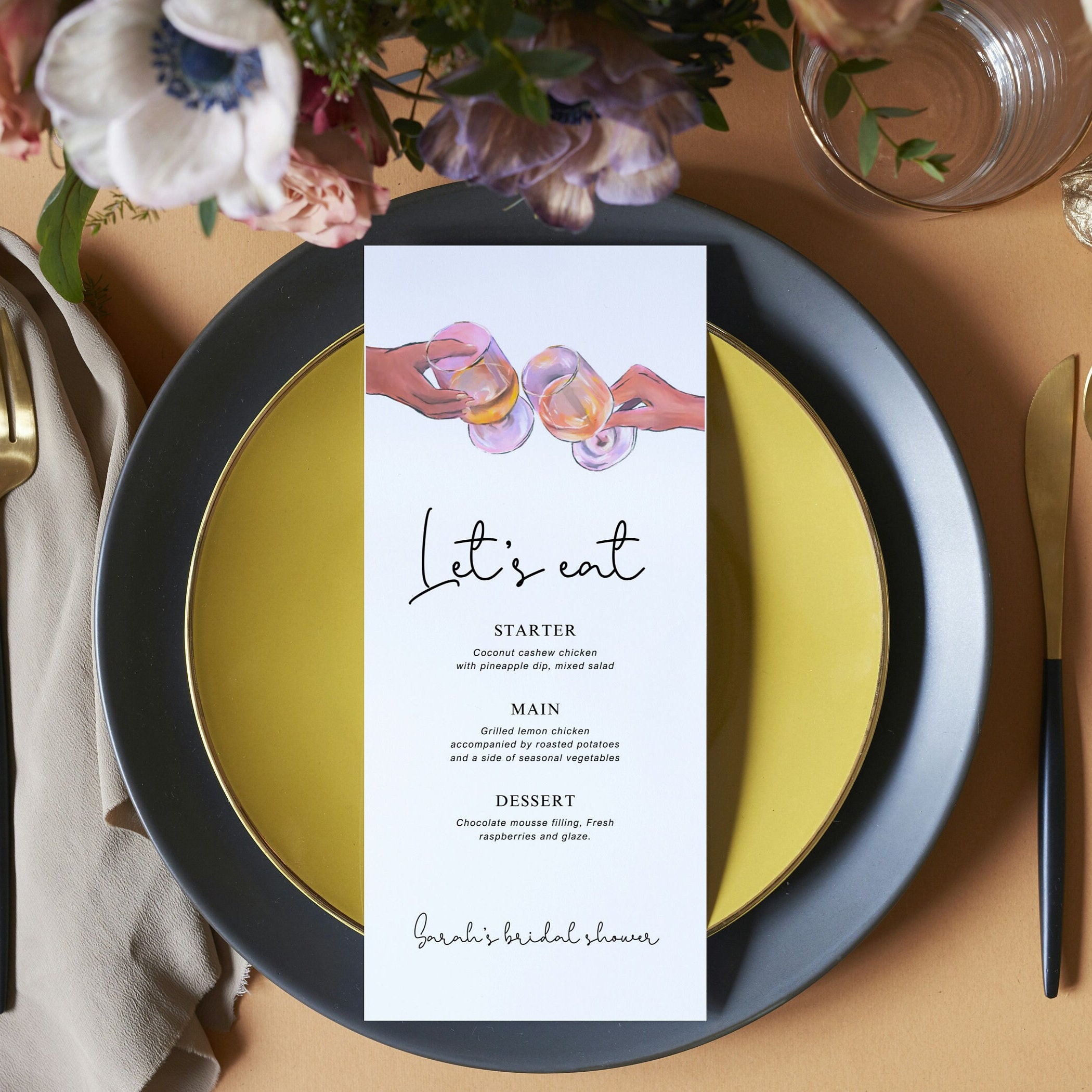 Let's Eat Menu Three Course Menu DIY Menu Girl Dinnergalentines Menu ...