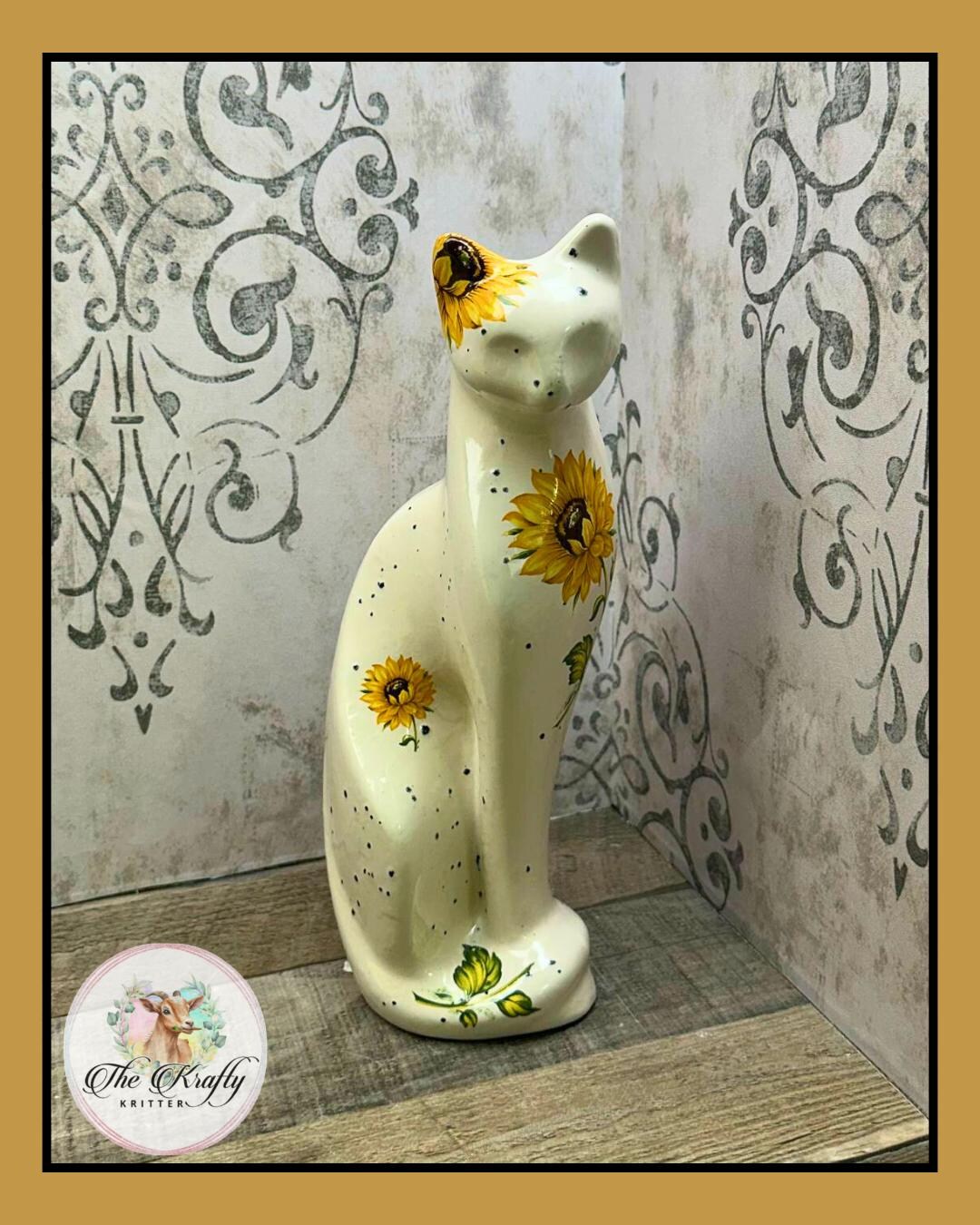Sunflower Mid Century Modern Cat Statue - Etsy