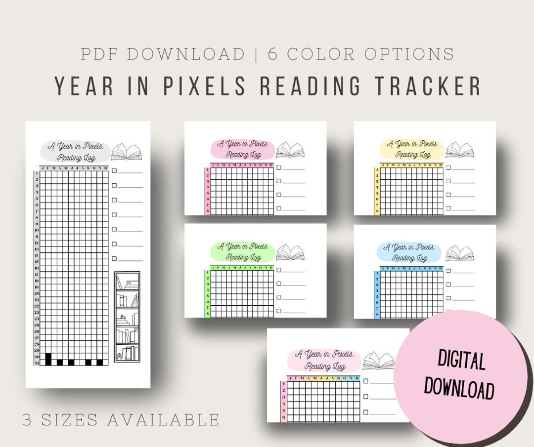 Pixel Reading Tracker: 6 Colors, 3 Sizes (digital Download PDF) - Etsy