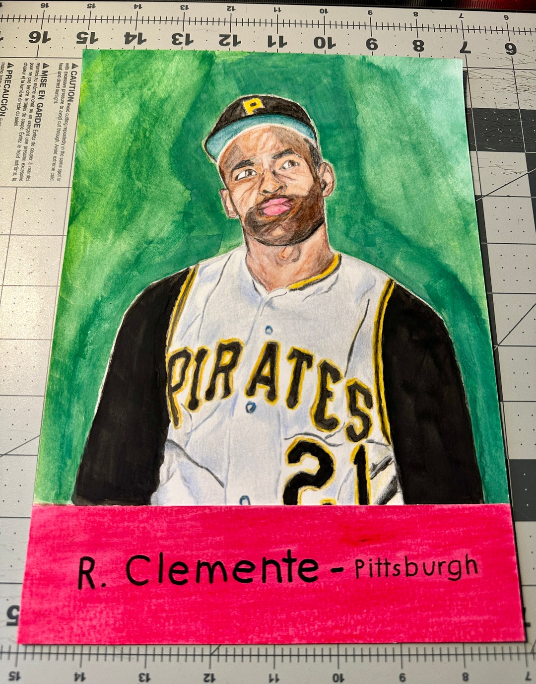 Watercolor Painting Roberto Clemente Pittsburgh Pirates Baseball Art ...