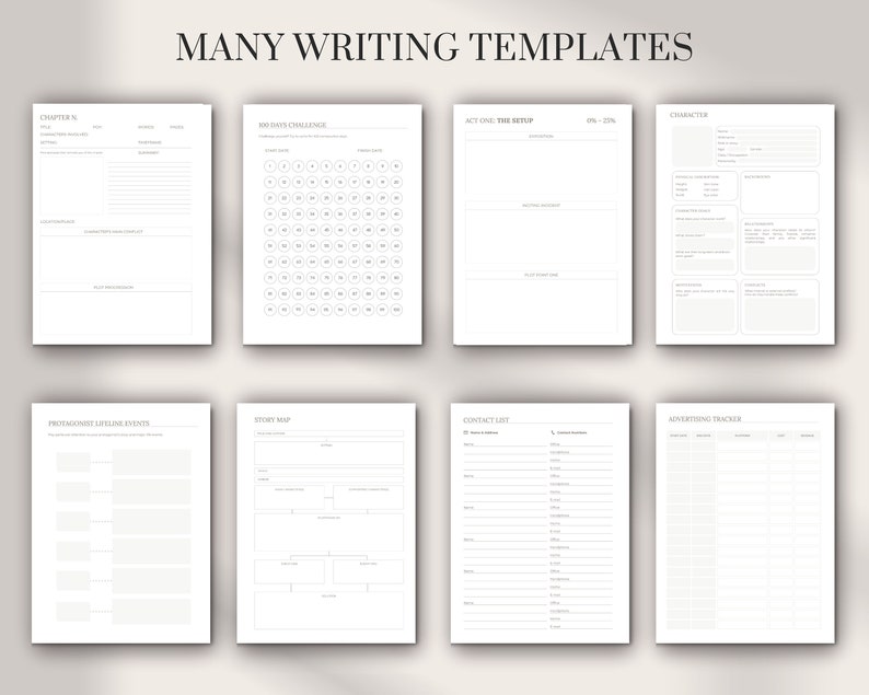 Author Printable Templates | Novel Writing | Writers Planner | Book ...