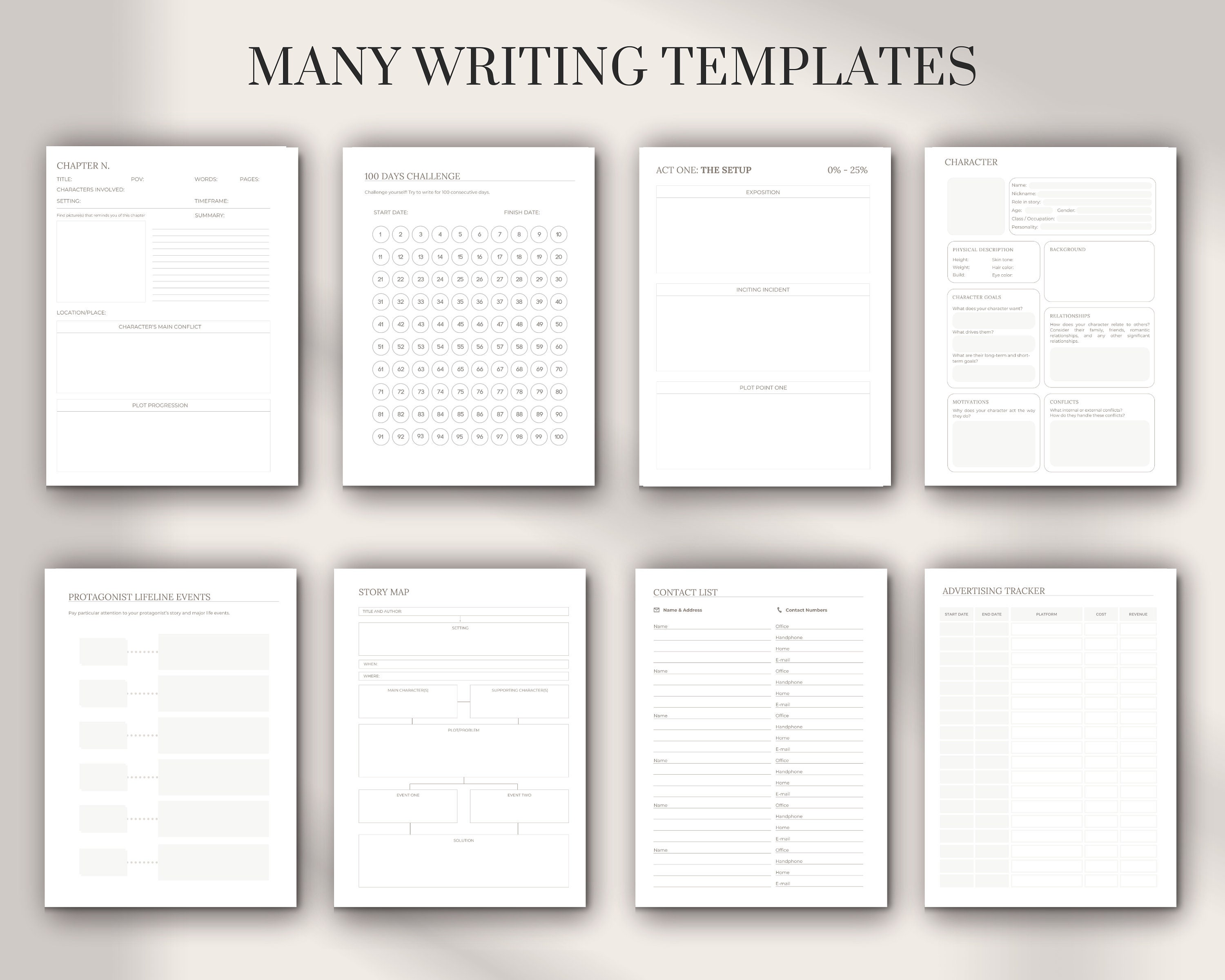 Author Printable Templates | Novel Writing | Writers Planner | Book ...