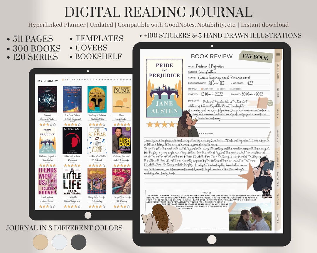 Reading Journal | Digital Planner | Book Tracker for Goodnotes | Books ...