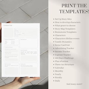 Author Printable Templates | Novel Writing | Writers Planner | Book ...