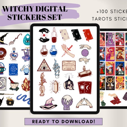Witchy Digital Stickers Set Pack for Planners Dark Academia - Etsy