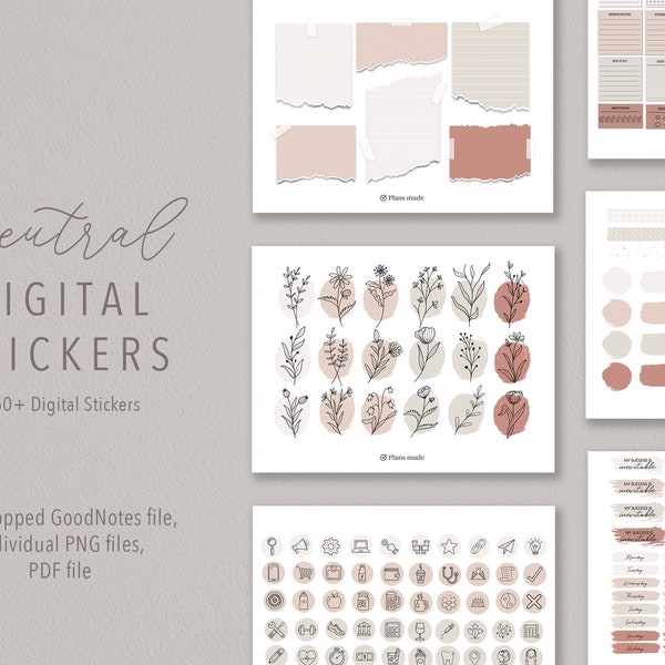 Neutral Stickers - Etsy