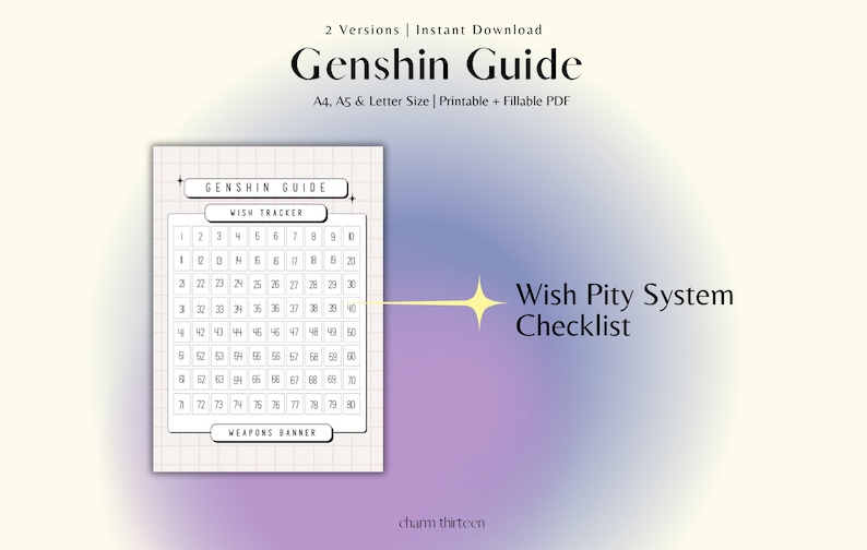 Genshin Guide Checklist and Wish Tracker, Instant Download, Ipad, A4, A5 and Letter - Etsy