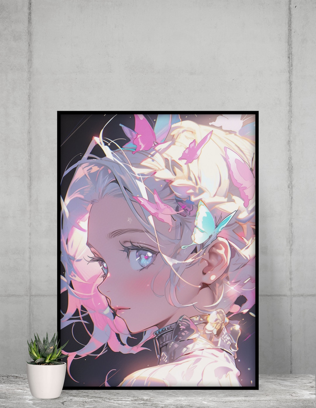 Wall Art Fairycore Anime Poster: Beautiful Woman With Anime Character ...