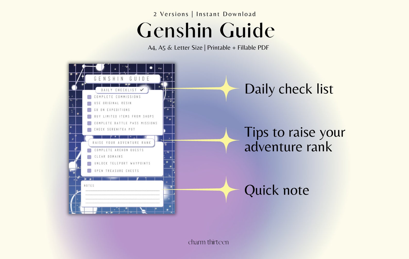Genshin Guide Checklist and Wish Tracker, Instant Download, Ipad, A4 ...