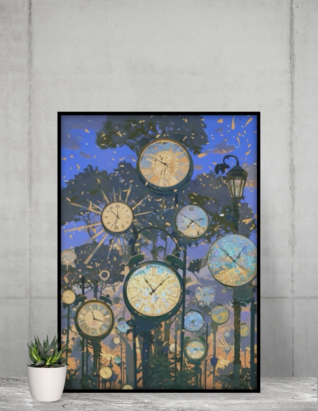 Wall Art Surreal Wall Decor Clock Forest Print Clockwork Whispers Art ...
