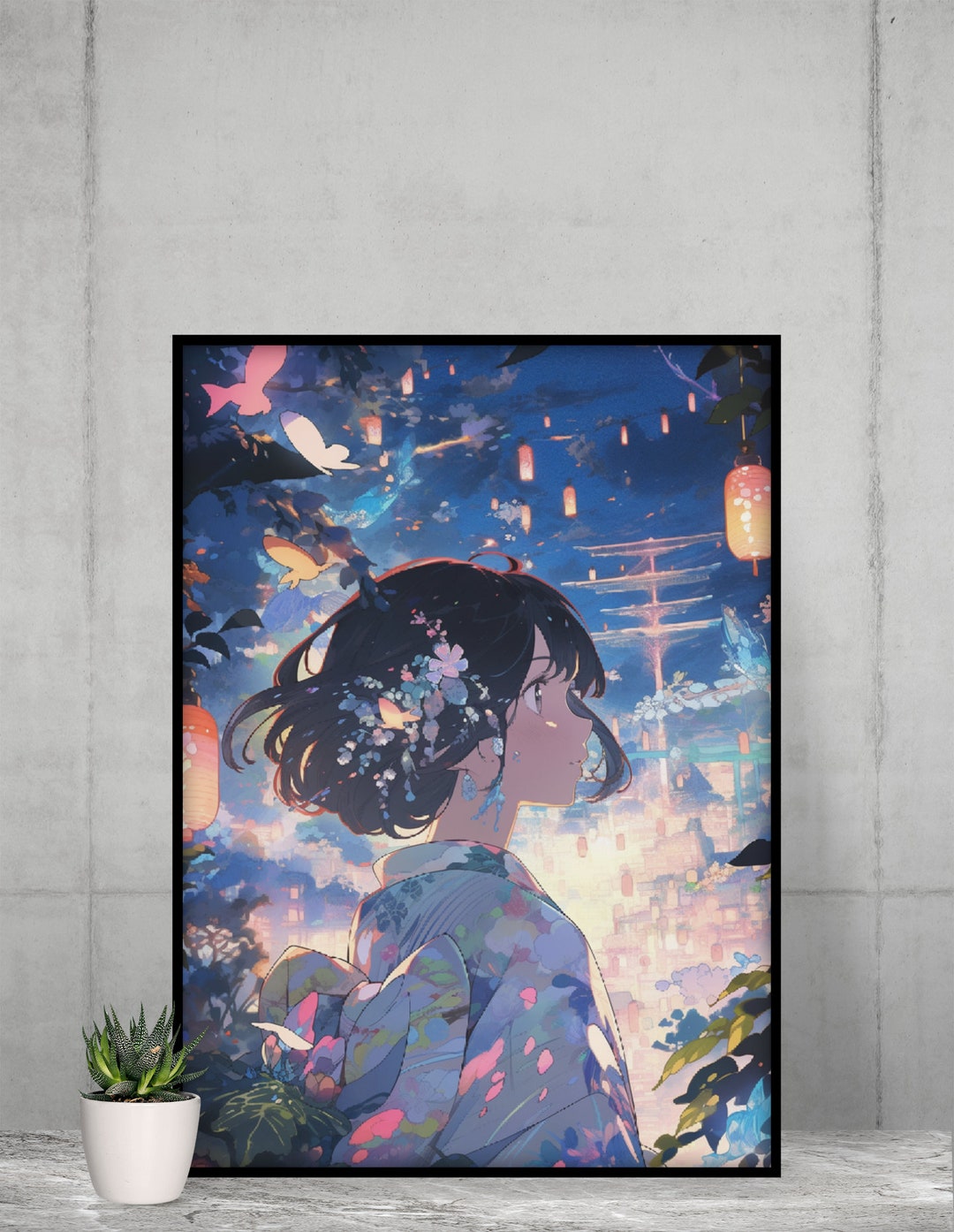 Anime Poster Wall Art Decor Ecstatic Flower Festival Anime Poster With ...