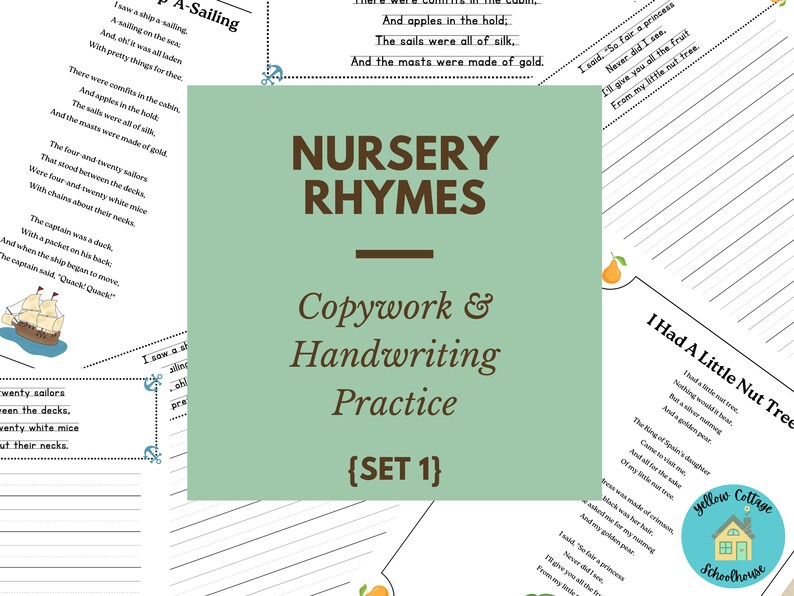 Nursery Rhyme Copywork and Handwriting Practice - Etsy