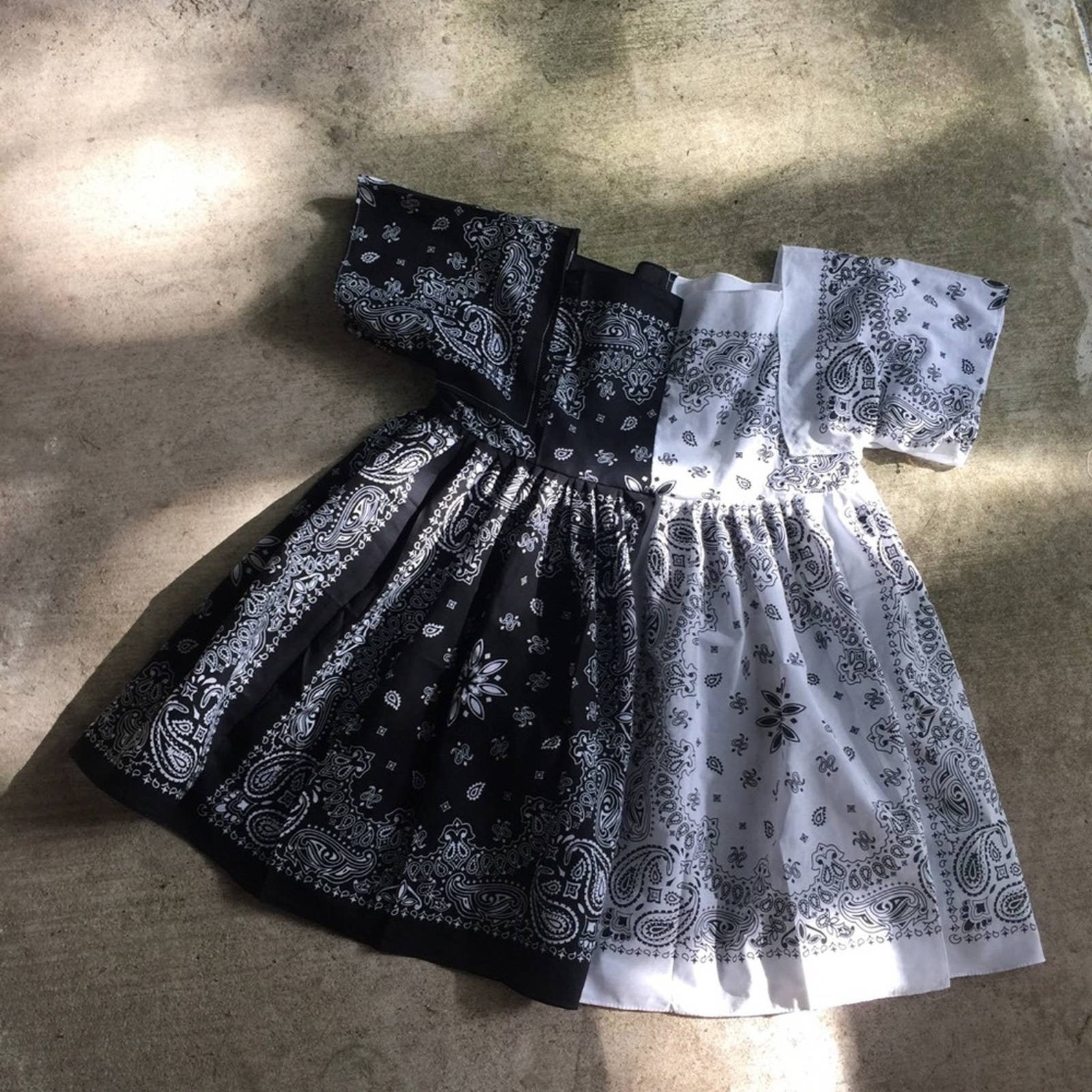 Handmade Half and Half Split Bandana Dress Black White - Etsy