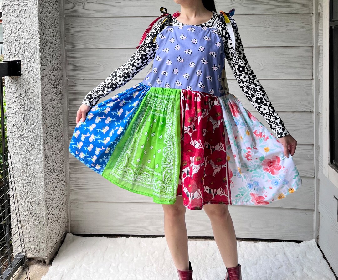 Arcade Dress | Handmade Tie at Shoulder Quilted Dress SKU 06042 - Etsy