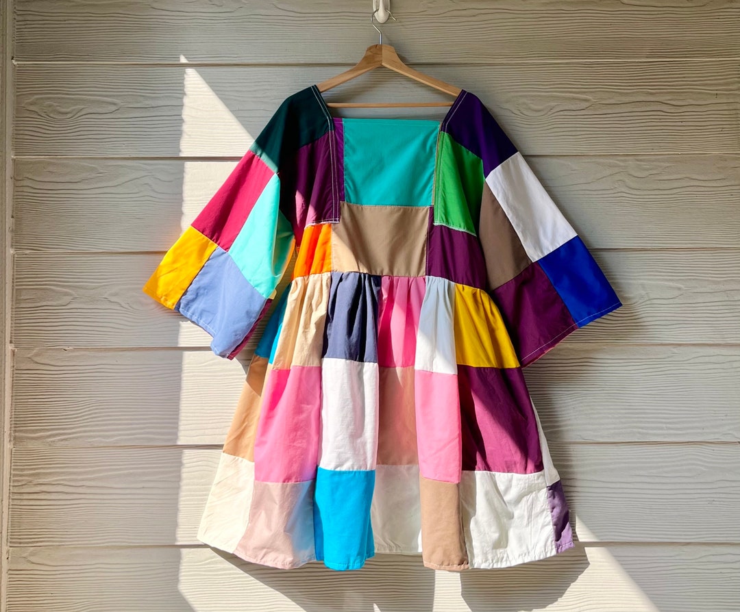 Handmade Quilted Patchwork Colorblock Dress SKU 06158 - Etsy