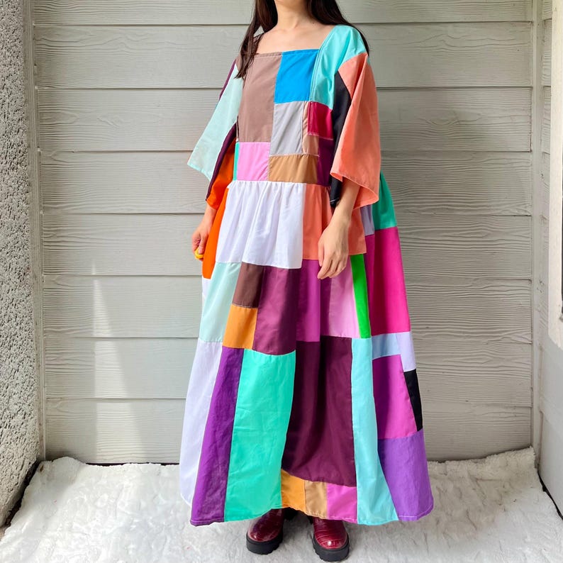 Handmade Quilted Patchwork Colorblock Dress SKU 07166 - Etsy