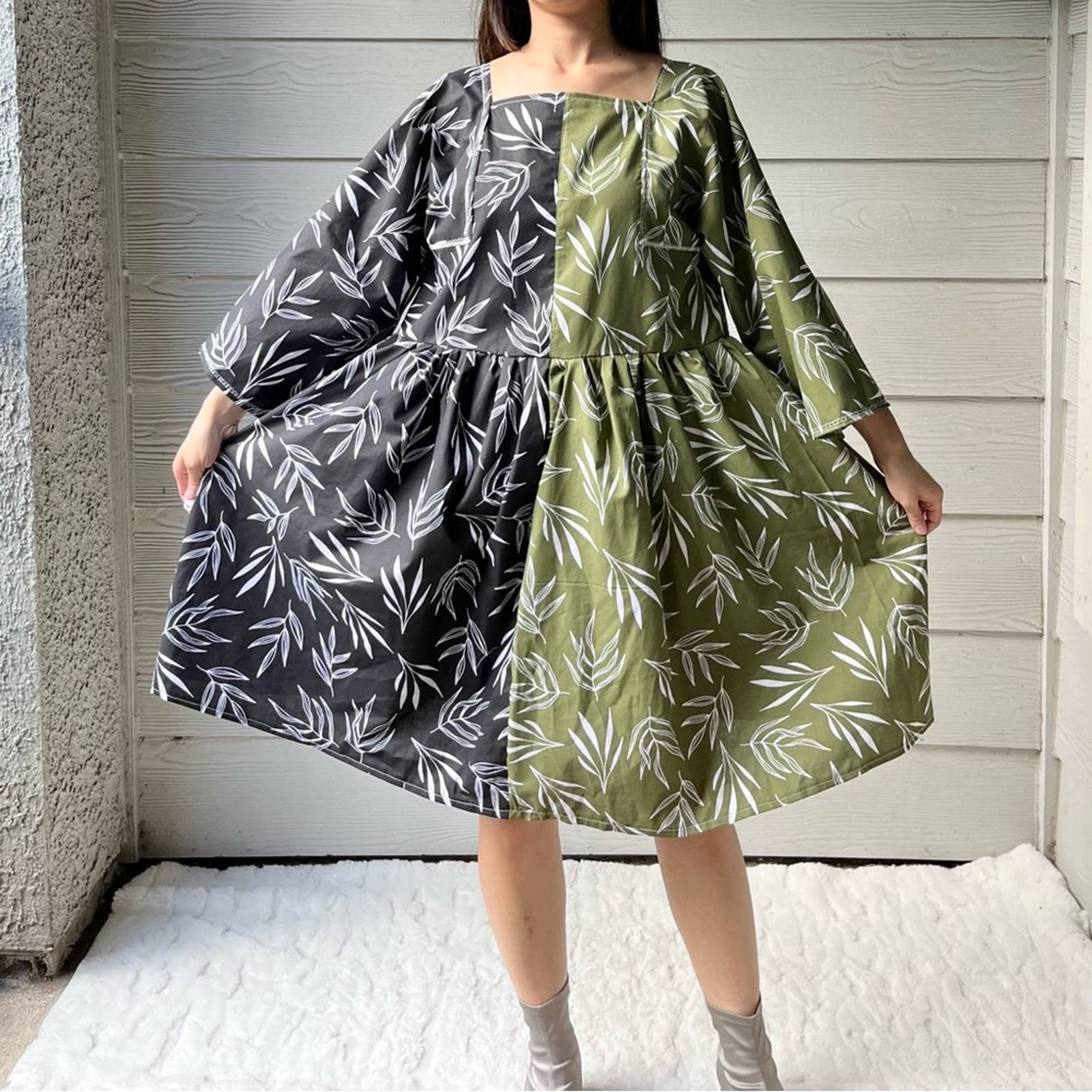 Handmade Large Ferns Leaves Half and Half Split Dress SKU - Etsy