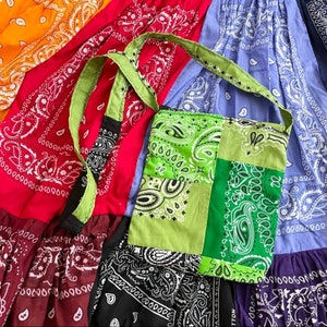 Handmade Crossbody Bandana Purse SKU 08301 Green Black - Etsy