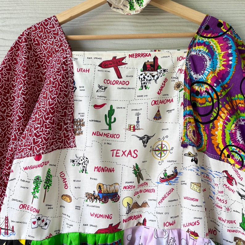 USA Map | Handmade Bandana Dress SKU 04307 Patchwork&scrunchie - Etsy