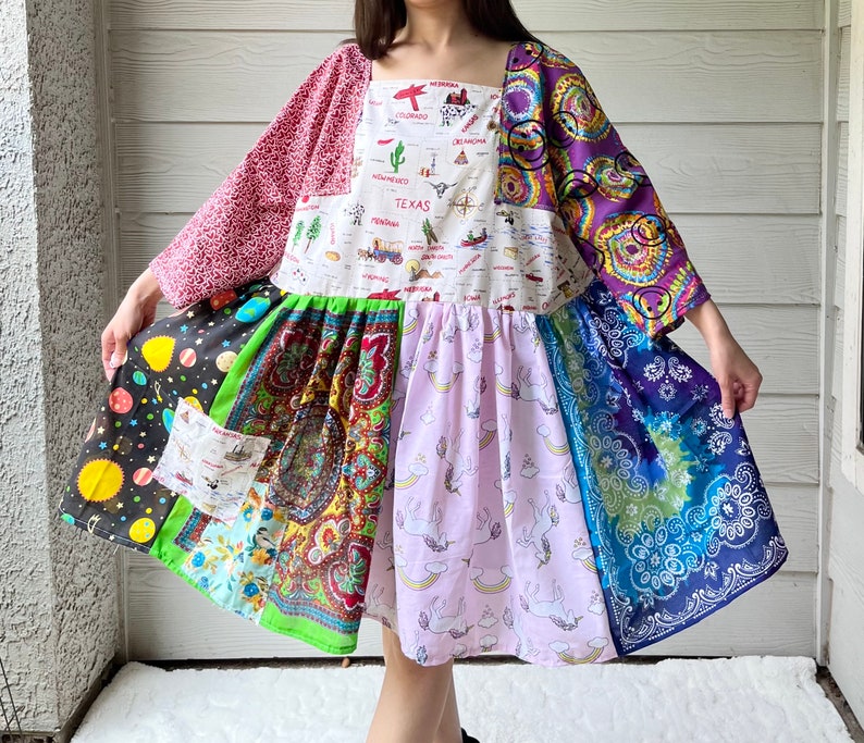 USA Map | Handmade Bandana Dress SKU 04307 Patchwork&scrunchie - Etsy