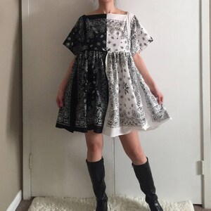 Handmade Half and Half Split Bandana Dress Black White - Etsy