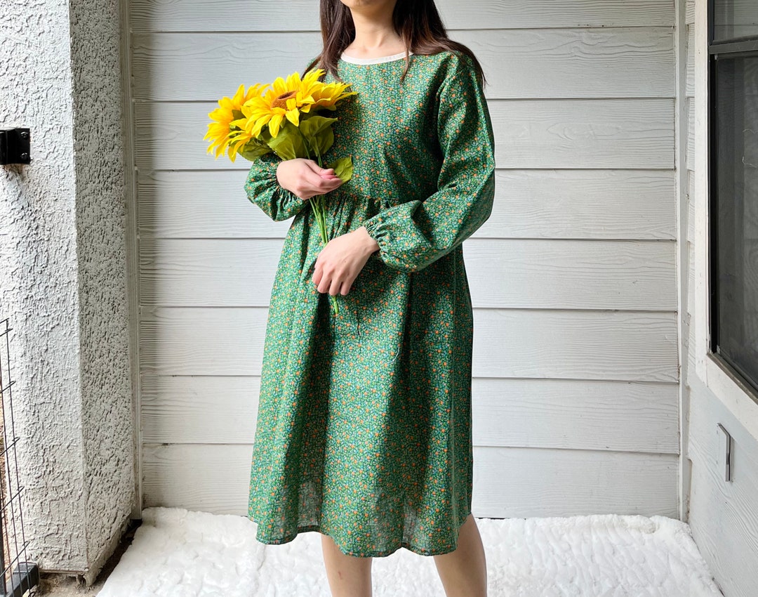 Vintage Fabric | Handmade Cranston Fabric Floral Iris Dress SKU 03103 ...