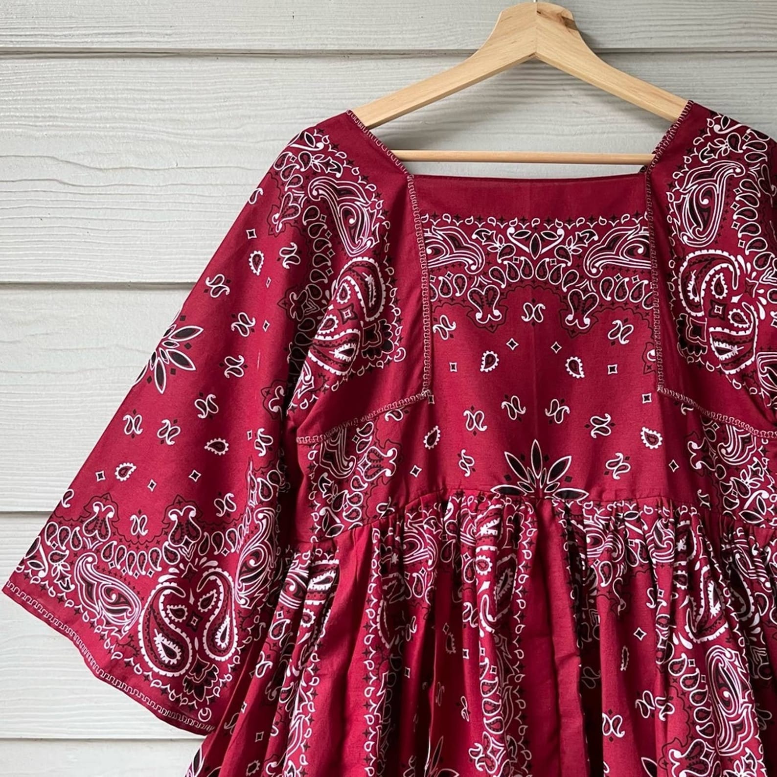 Made to Order Handmade Bandana Dress in Light Maroon - Etsy