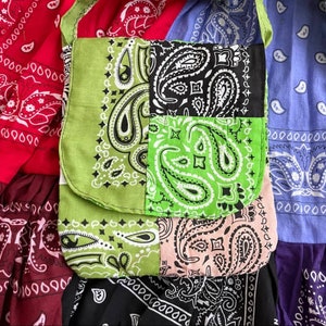 Handmade Crossbody Bandana Purse SKU 08301 Green Black - Etsy