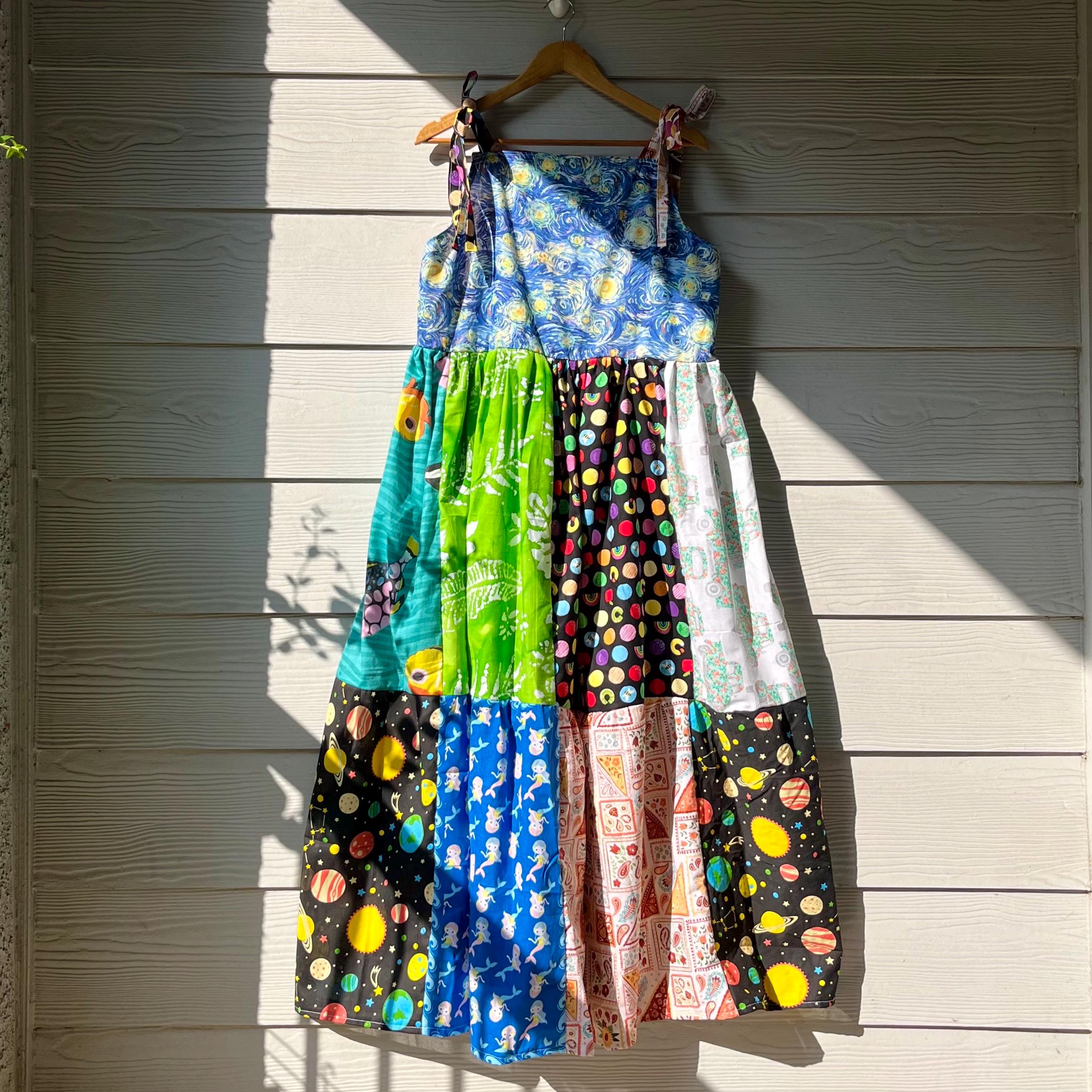 Arcade Dress | Vincent Van Gogh Starry Night | Handmade Tie at Shoulder ...