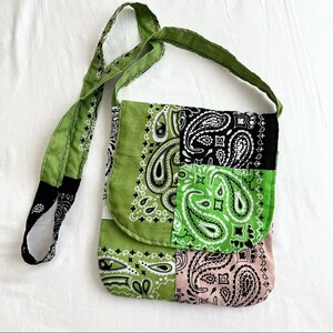 Handmade Crossbody Bandana Purse SKU 08301 Green Black - Etsy