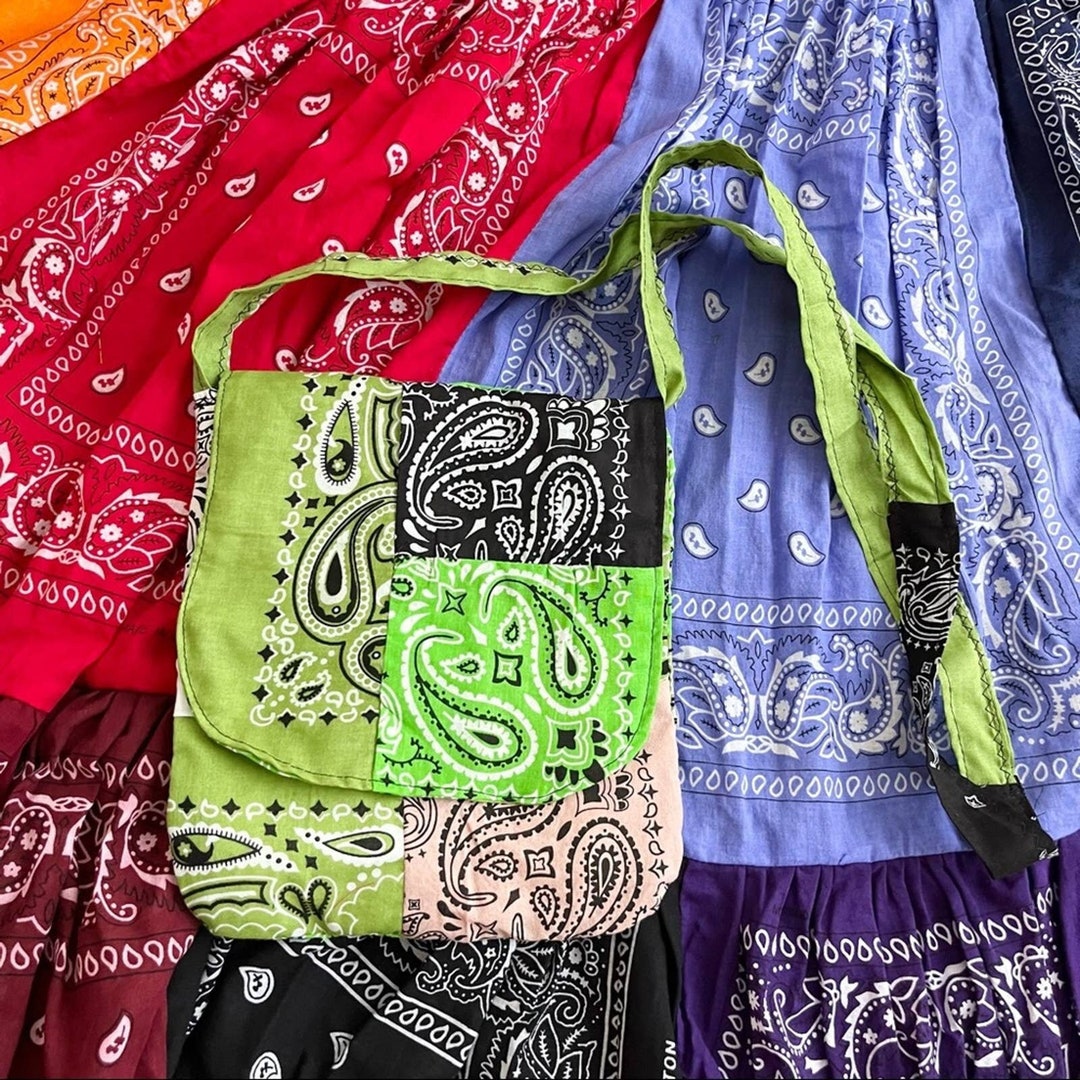 Handmade Crossbody Bandana Purse SKU 08301 Green Black - Etsy