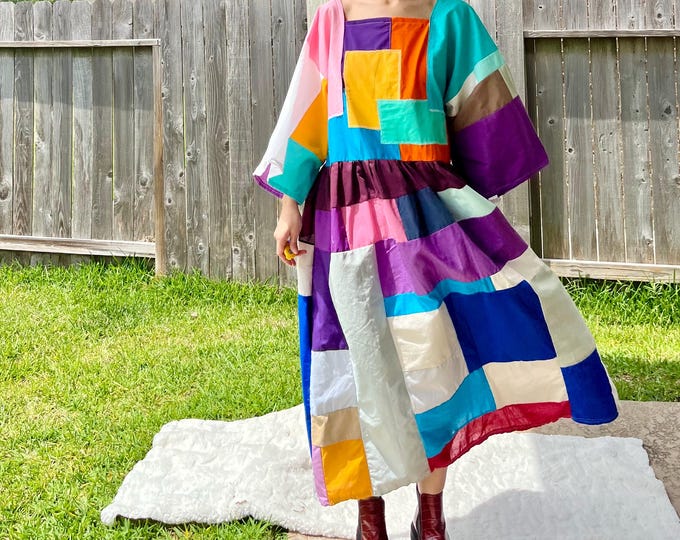 Handmade Quilted Patchwork Colorblock Dress SKU 05112 - Etsy