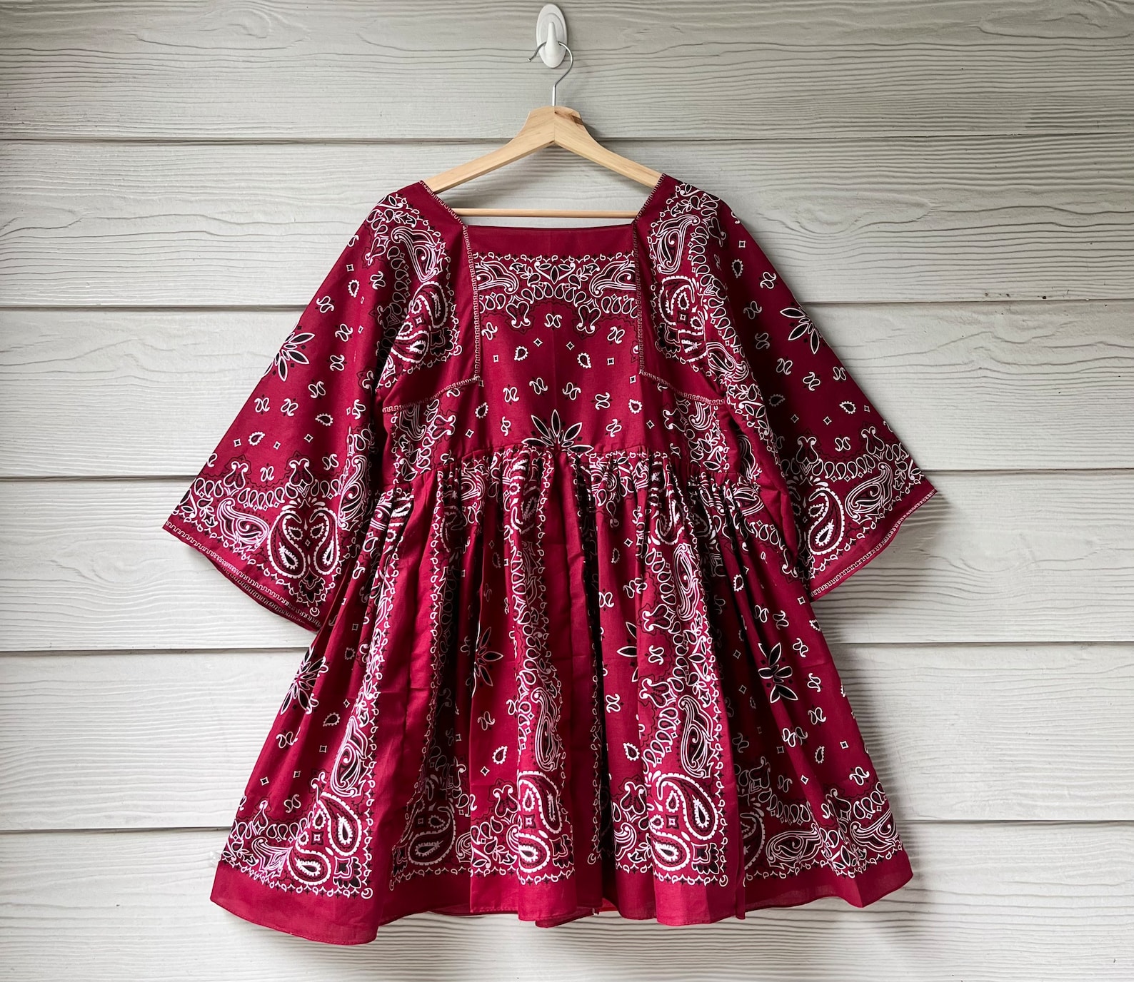 Made to Order Handmade Bandana Dress in Light Maroon - Etsy
