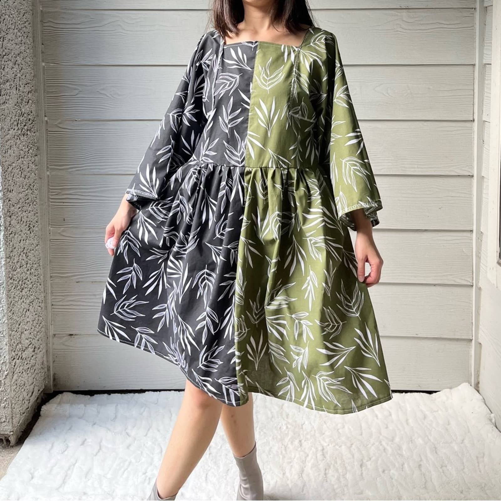 Handmade Large Ferns Leaves Half and Half Split Dress SKU - Etsy