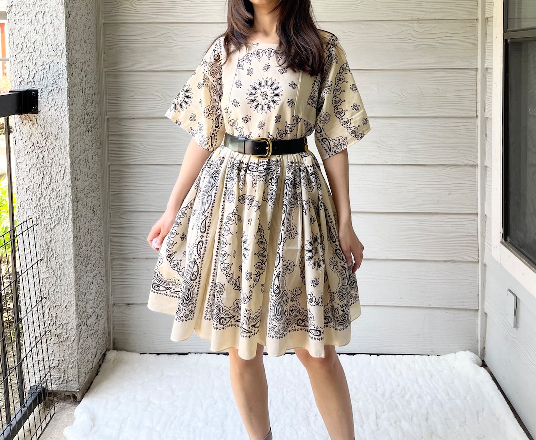 Handmade Bandana Short Dress in Beige - Etsy