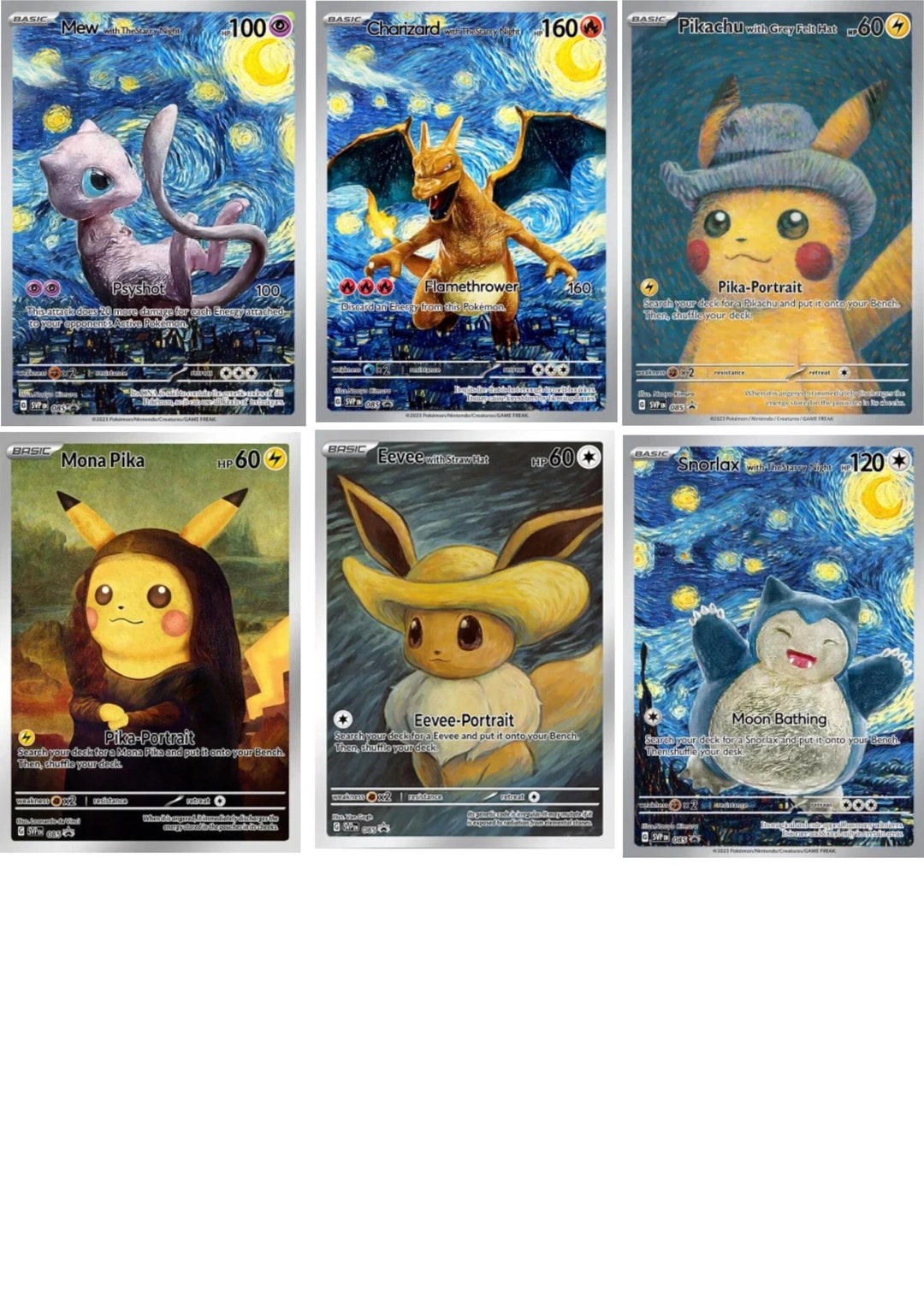 Pokemon Van Gogh Cards Custom Replica Artwork Inspired by Iconic ...
