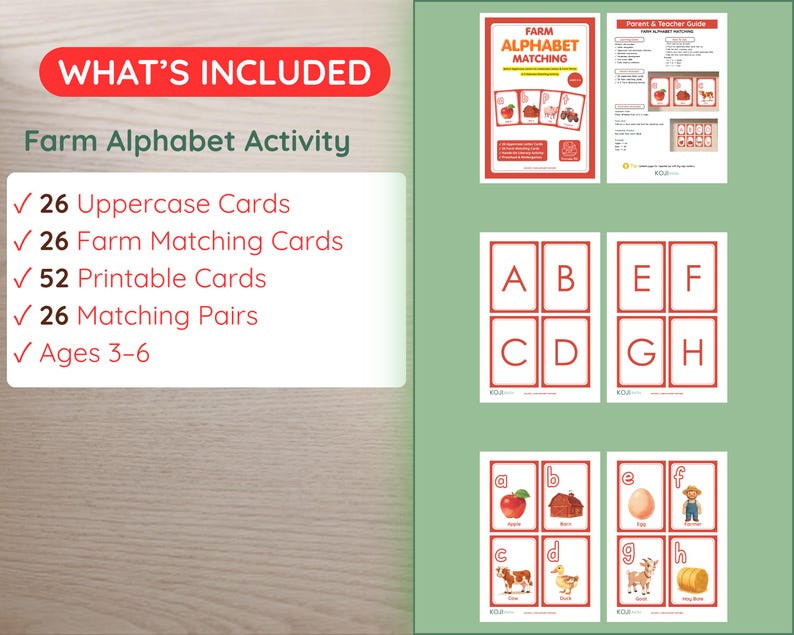 Farm Alphabet Matching Game | Uppercase Lowercase Letter Cards ...