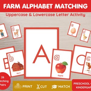 Farm Alphabet Matching Game | Uppercase Lowercase Letter Cards ...