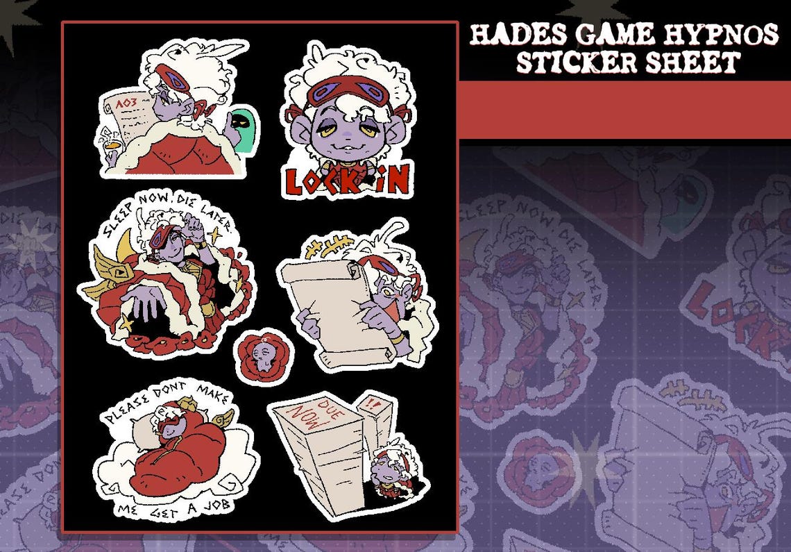IN-STOCK | Hades Game Hypnos Sticker Sheet - Etsy