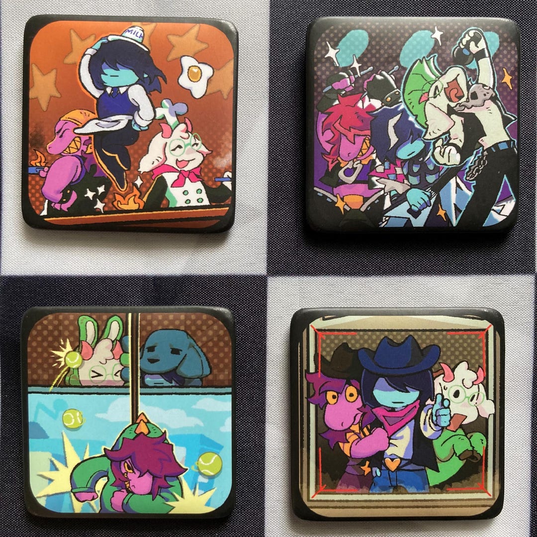 IN-STOCK | Deltarune Square Buttons - Etsy