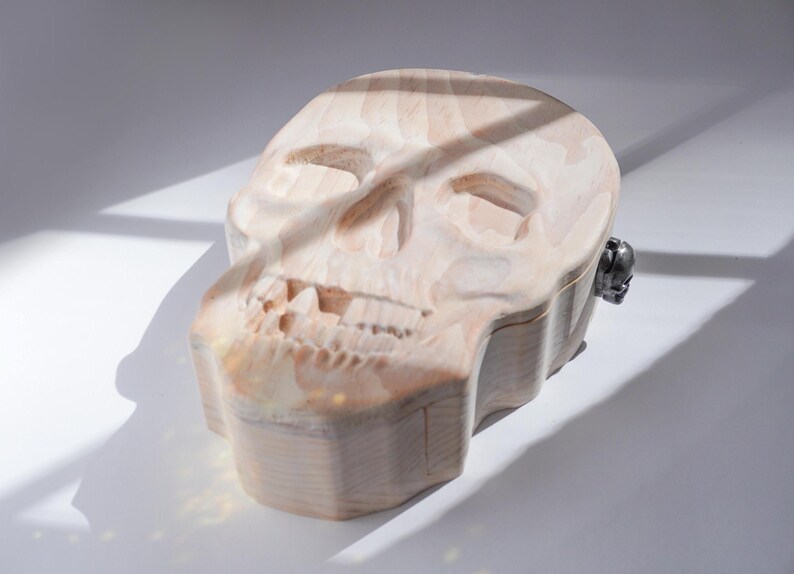 Spooky SKULL Handmade Wooden Jewelry/trinket Box- Skeleton Decor ...