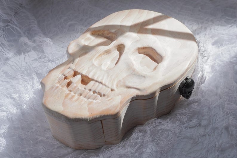 Spooky SKULL Handmade Wooden Jewelry/trinket Box- Skeleton Decor ...