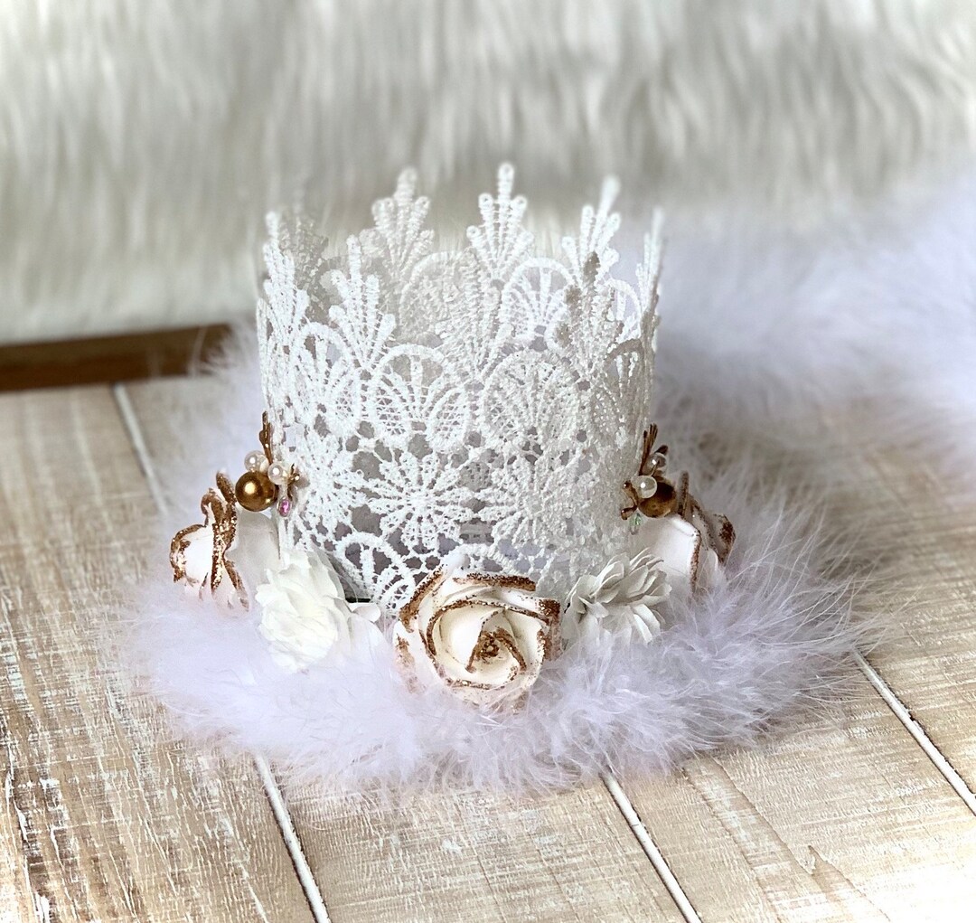 Lace Birthday Crown, White Mini Crown, Cake Smash Crown, Lace Crown ...