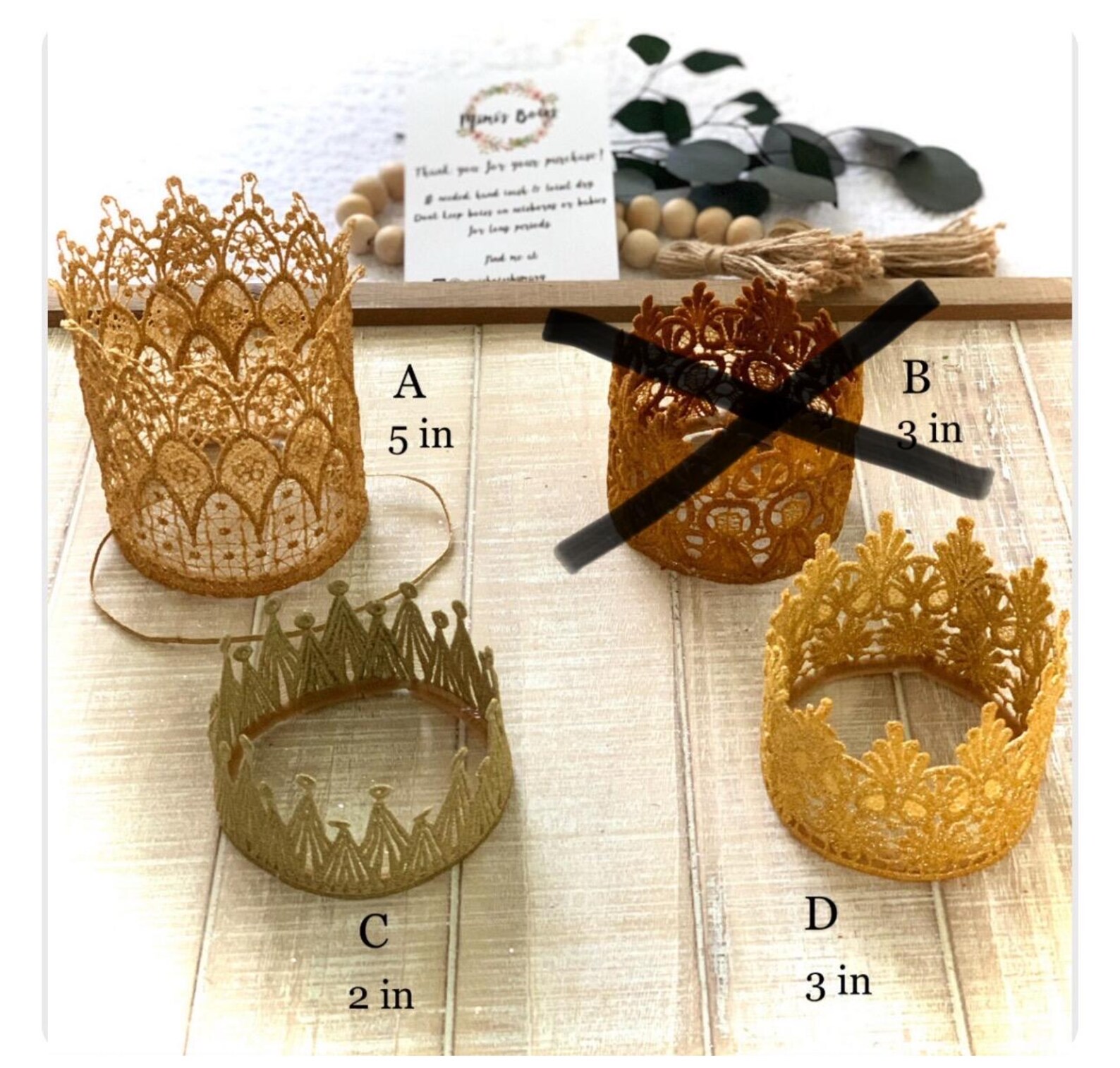 Gold Crown, Birthday Crown, Cake Smash Crown, Mini Lace Crown, Photo ...