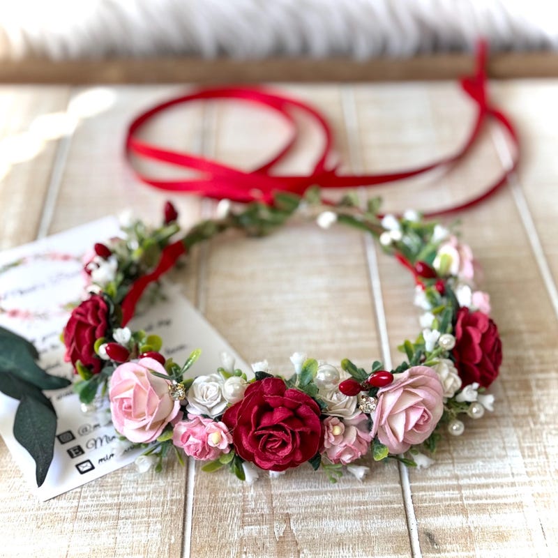 Coral Flower Crown - Etsy