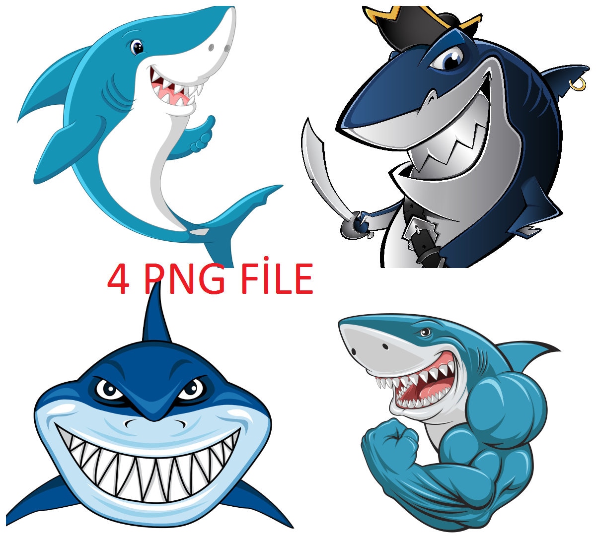 Strong Shark Cartoon