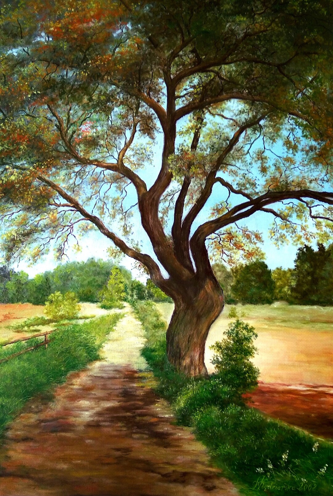 Oil Painting. Pejzaz With a Tree. - Etsy