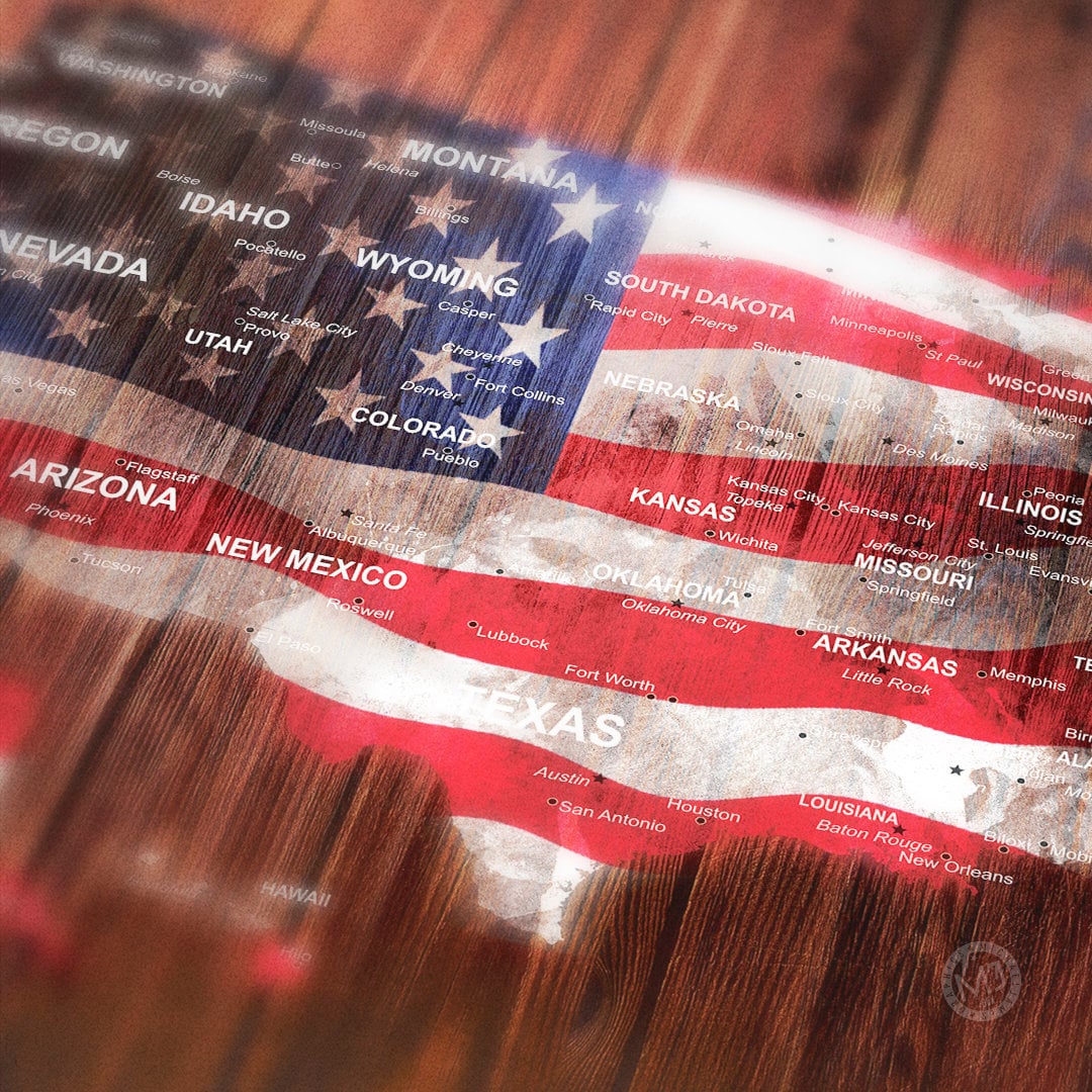 American Flag Theme Printable United States Map, Digital Download Map ...